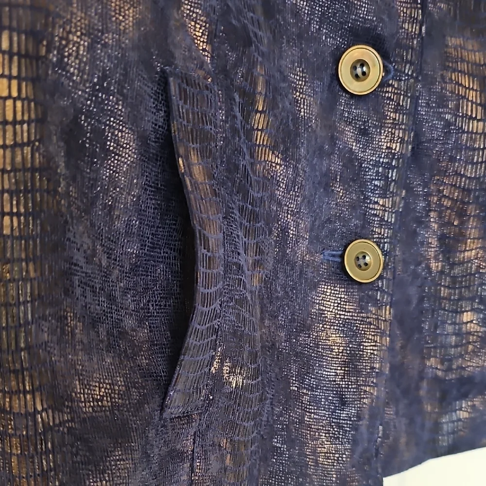 Linear | Jackets & Coats | Linear Vintage Snakeskin Metallic Gold Navy ...